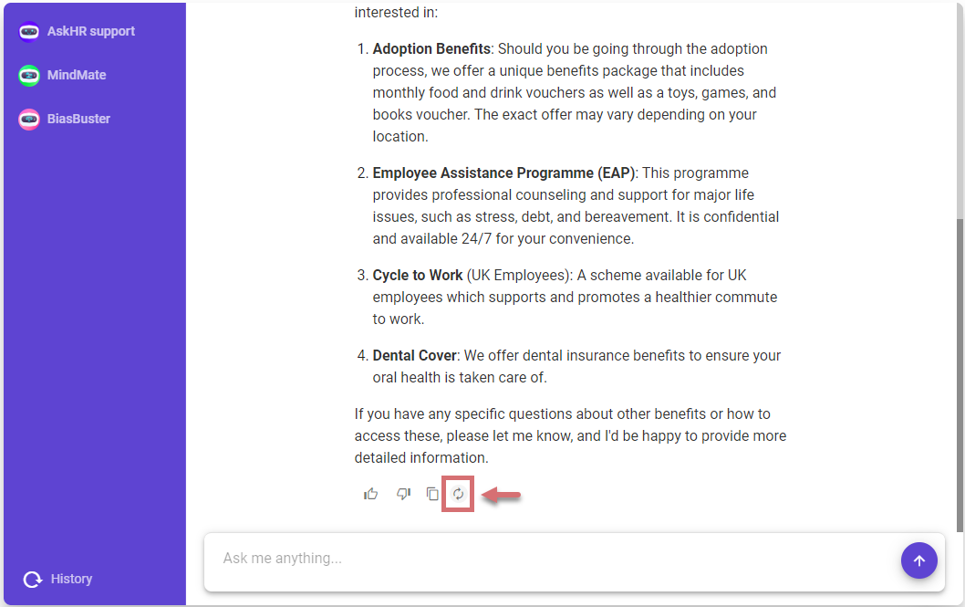 Regenerate a response – Applaud Support